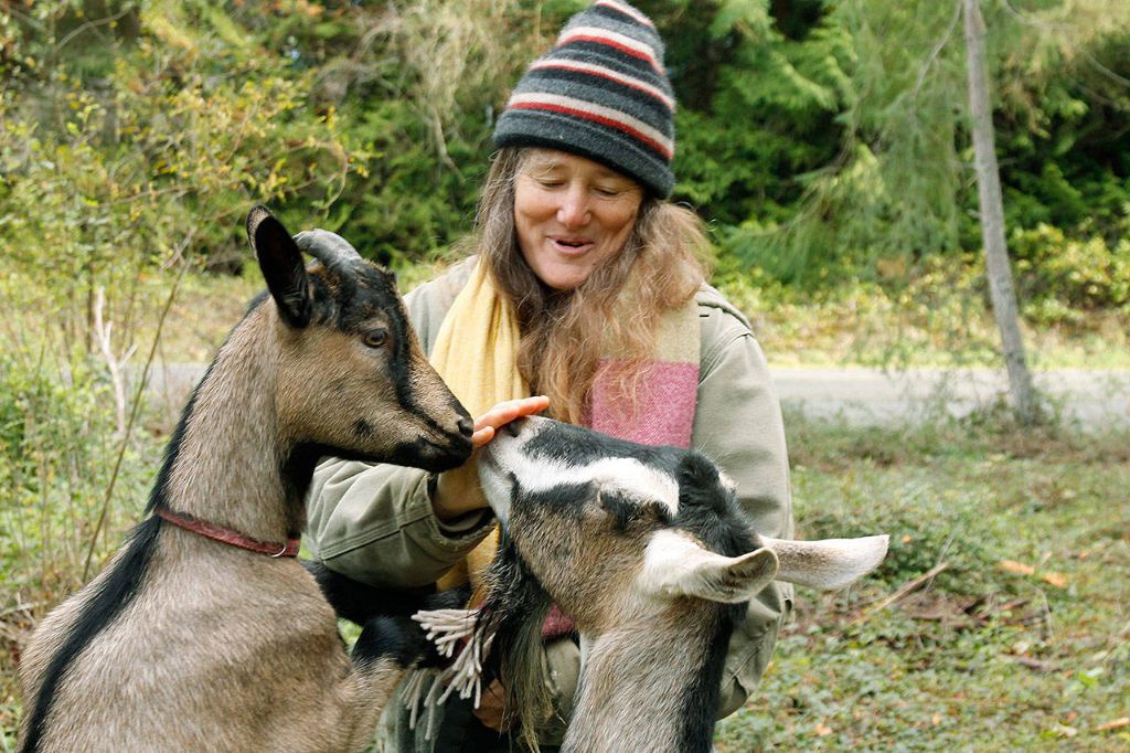 Woman with goats - FACEinHOLE